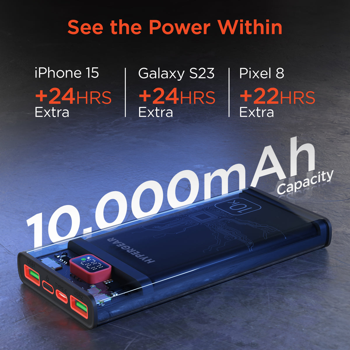 10,000mAh | ClearCharge Transparent Fast Charge Power Bank with 20W US ...