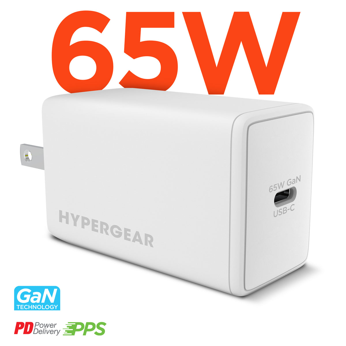 SpeedBoost 65W USB-C PD GaN Laptop Wall Charger with PPS – HYPERGEAR