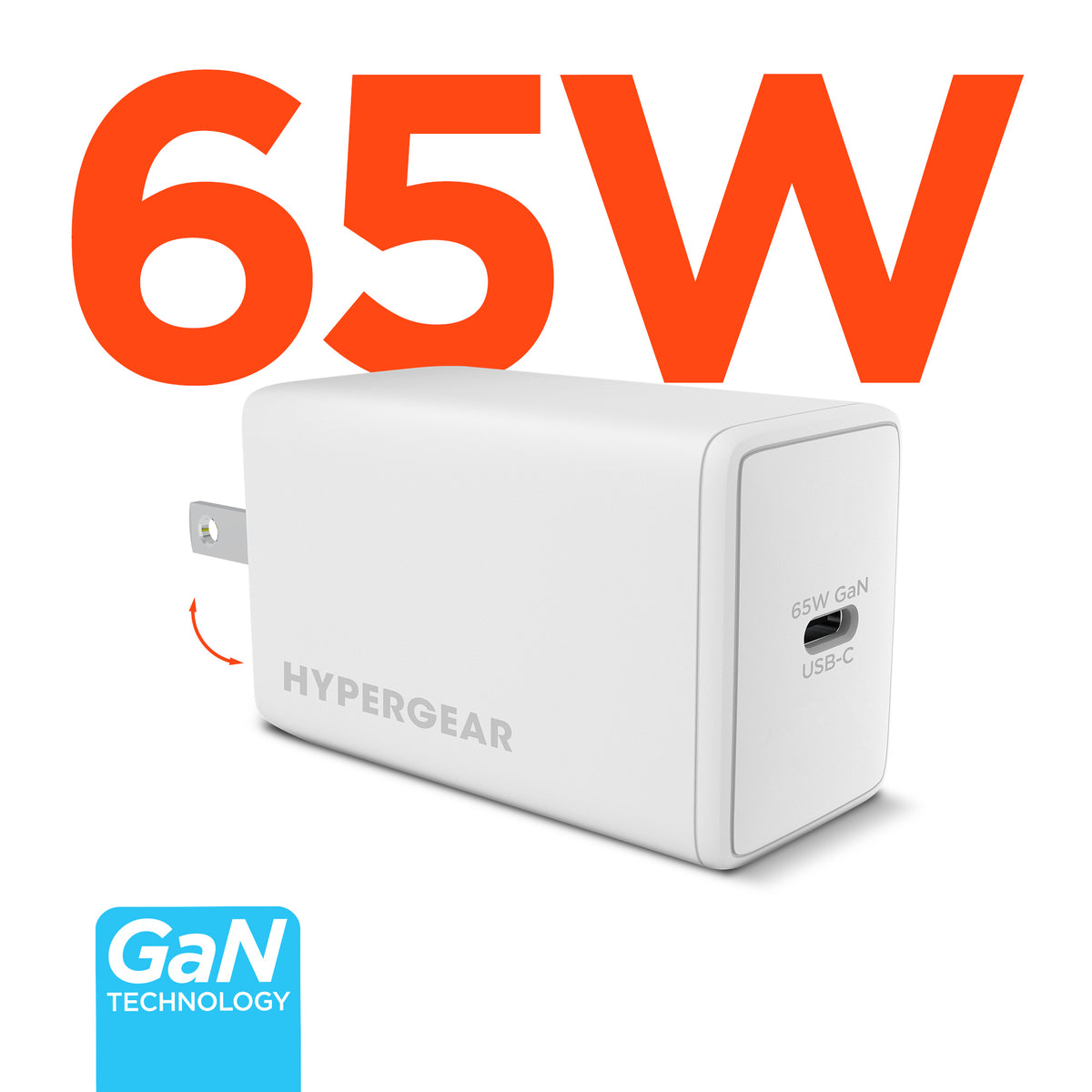 SpeedBoost 65W USB-C PD GaN Laptop Wall Charger with PPS – HYPERGEAR