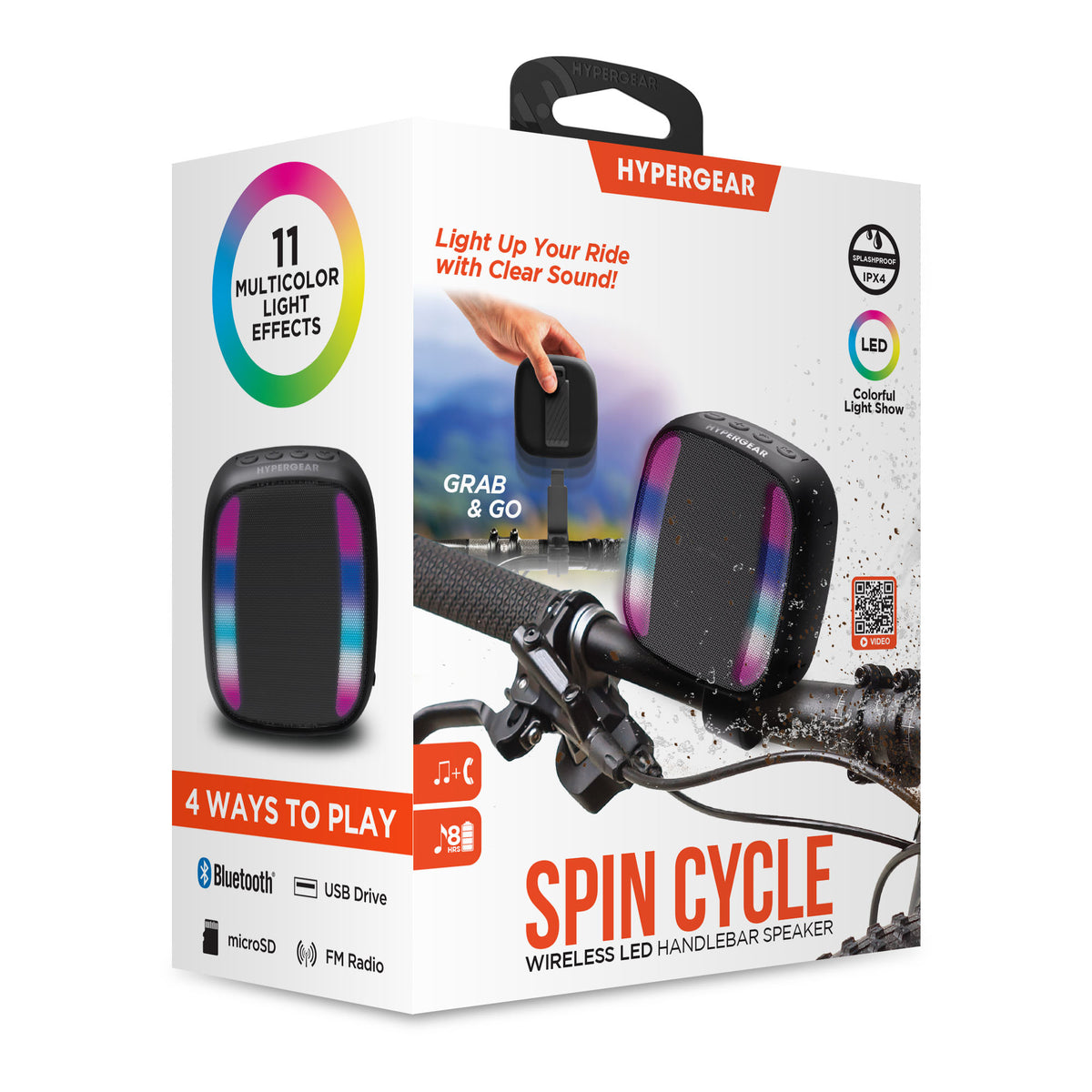 Spin Cycle Wireless LED Handlebar Speaker | Black – HYPERGEAR