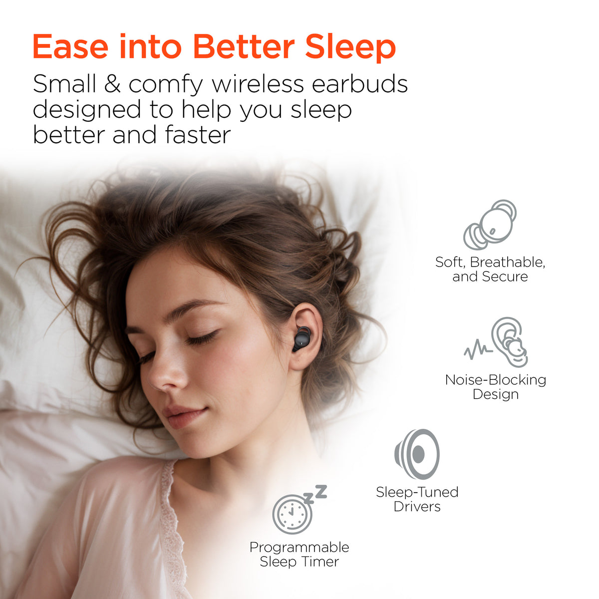 SleepEEZ Mini Noise-Blocking True Wireless Earbuds for Sleeping | Blac ...