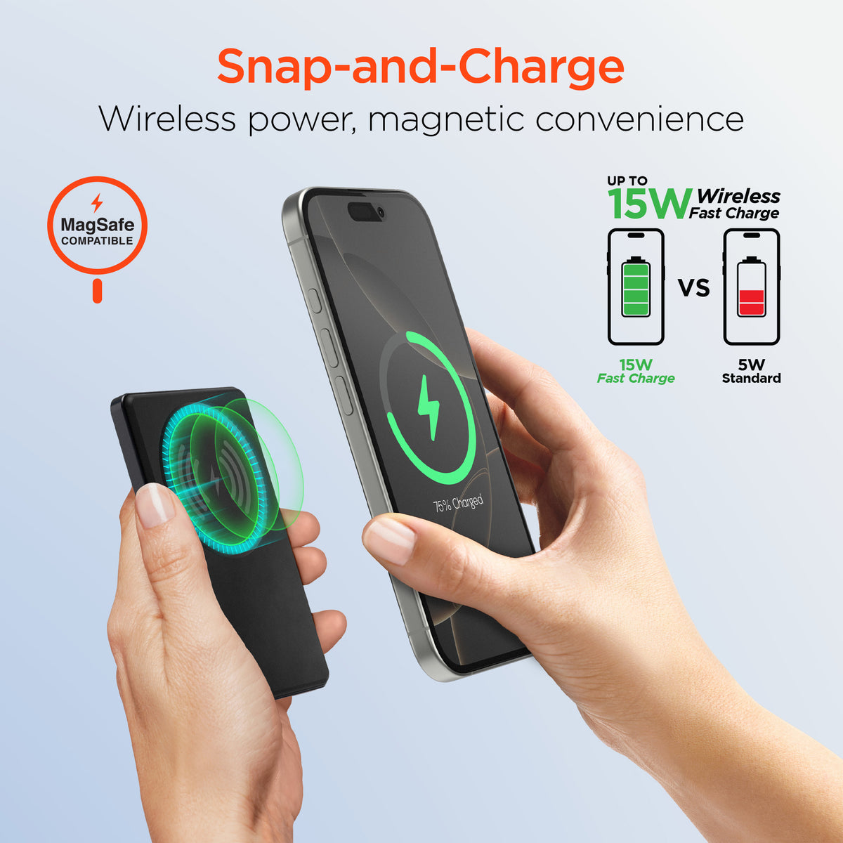 5,000mAh | Power Pack Mag Ultra-Slim Magnetic Wireless Fast Charge Pow ...