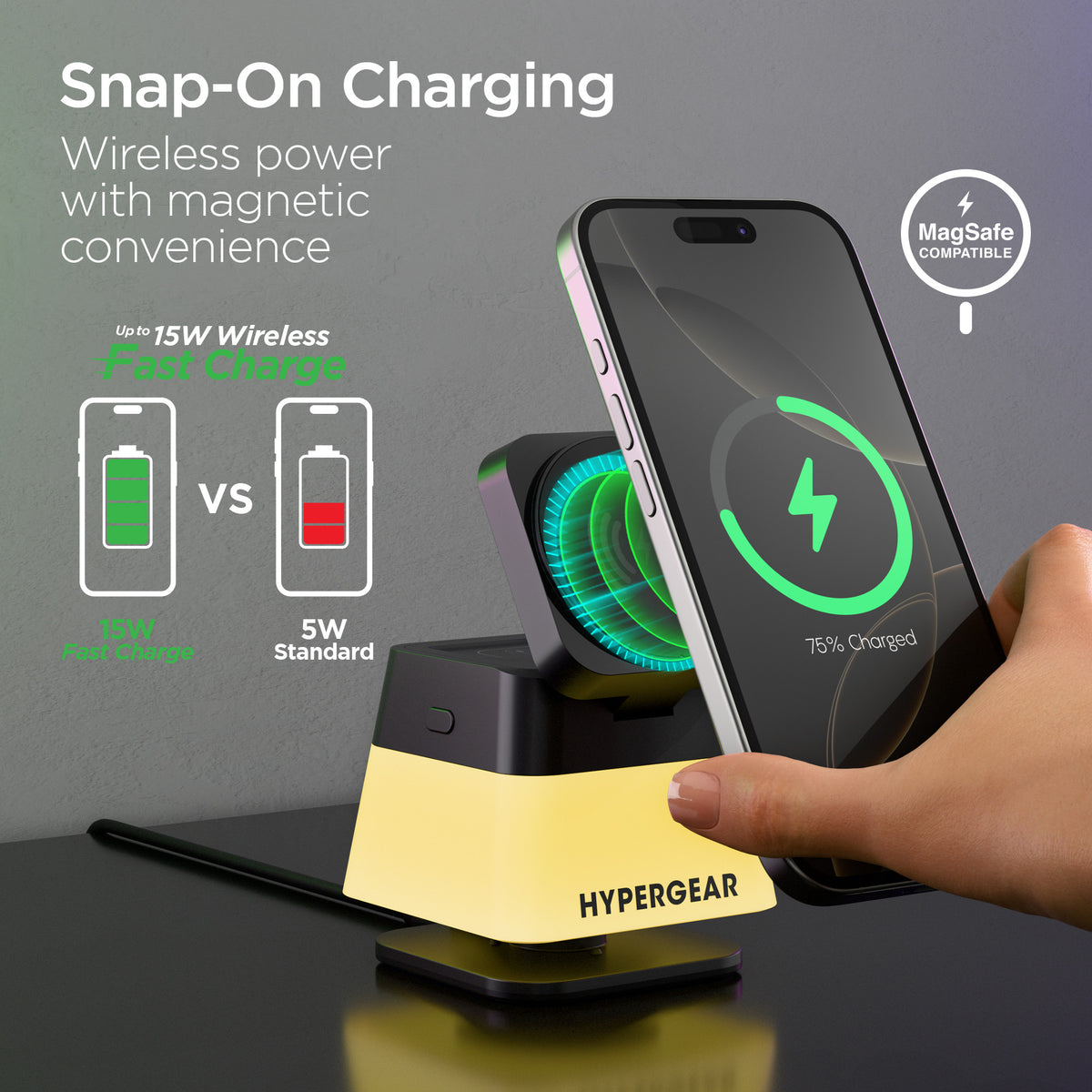 PowerFold Cube 3-in-1 Wireless Charging Stand with 15W Magnetic Wirele ...