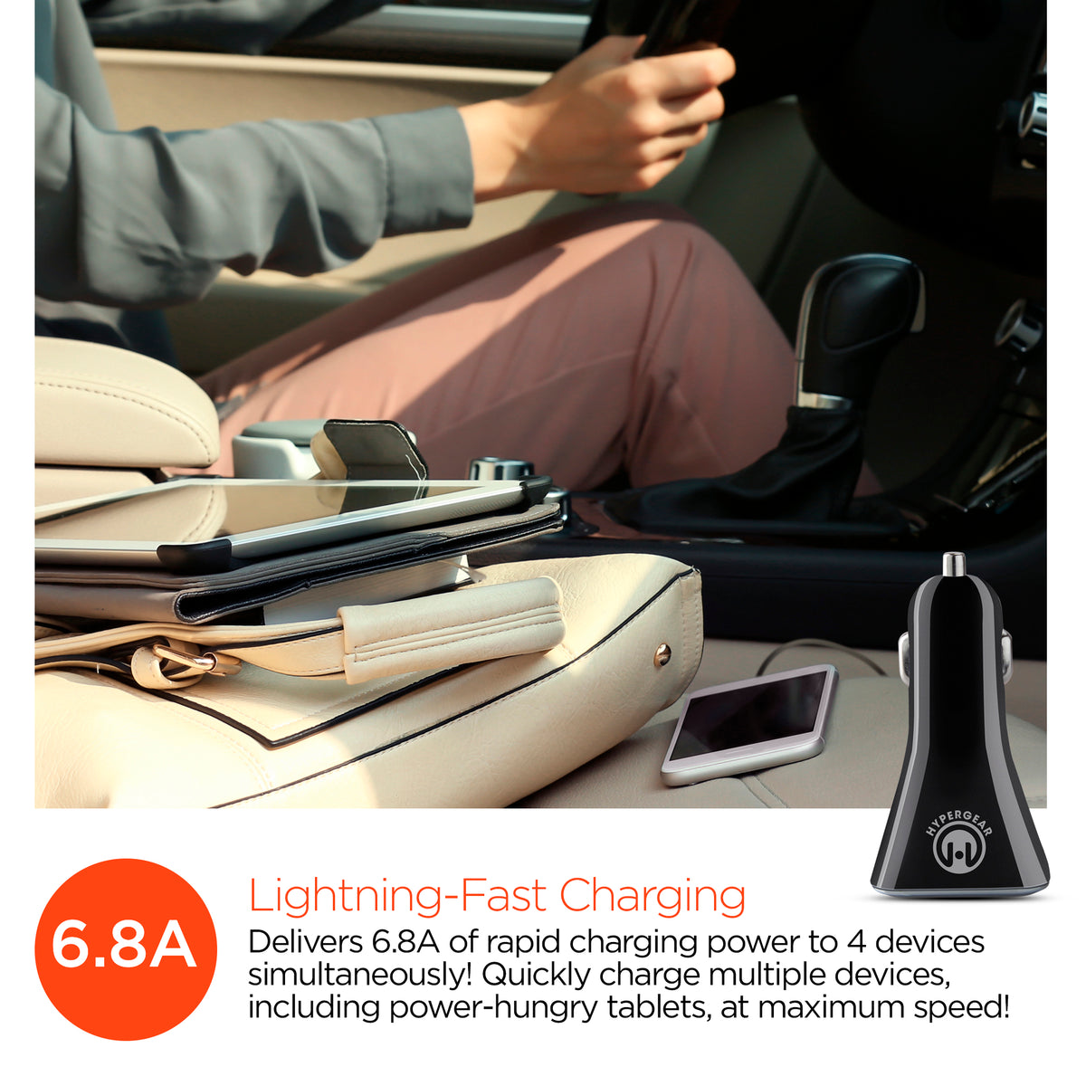 HyperGear Quad USB Car Charger - Black – HYPERGEAR