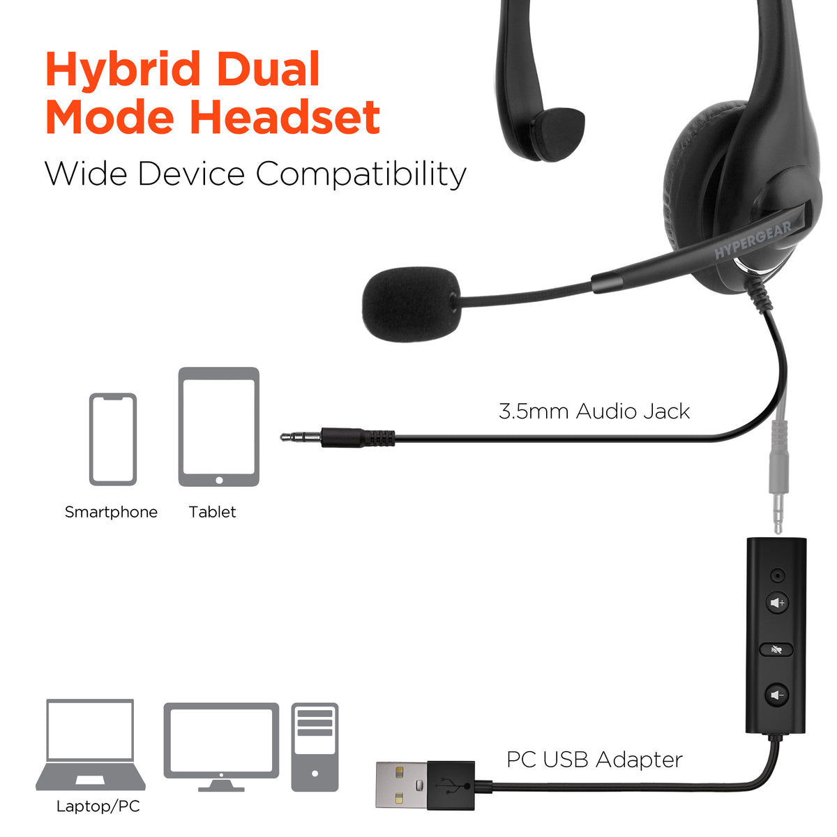 Wired Headset with Mic - PC Headset USB Adapter | HyperGear – HYPERGEAR