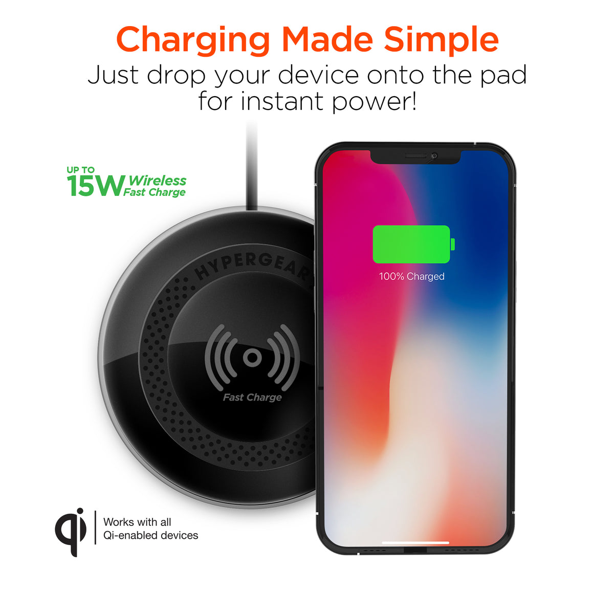 Wireless Charging Pad, 15W Wireless Charger BLK | HyperGear – HYPERGEAR
